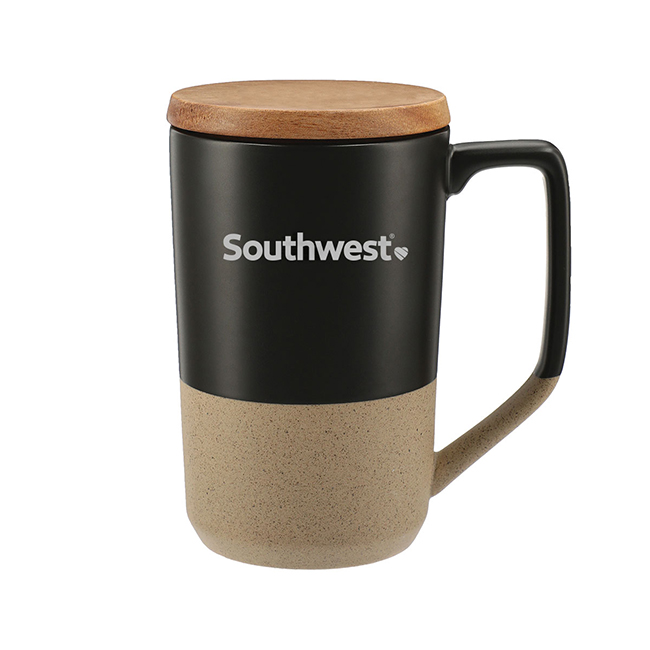 Tahoe Tea & Coffee Ceramic Mug with Wood Lid Tahoe Tea & Coffee Ceramic Mug with Wood Lid